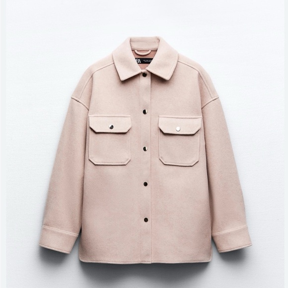 Zara | Jackets & Coats | Zara Dusty Pink Utility Jacket Relaxed Fit ...